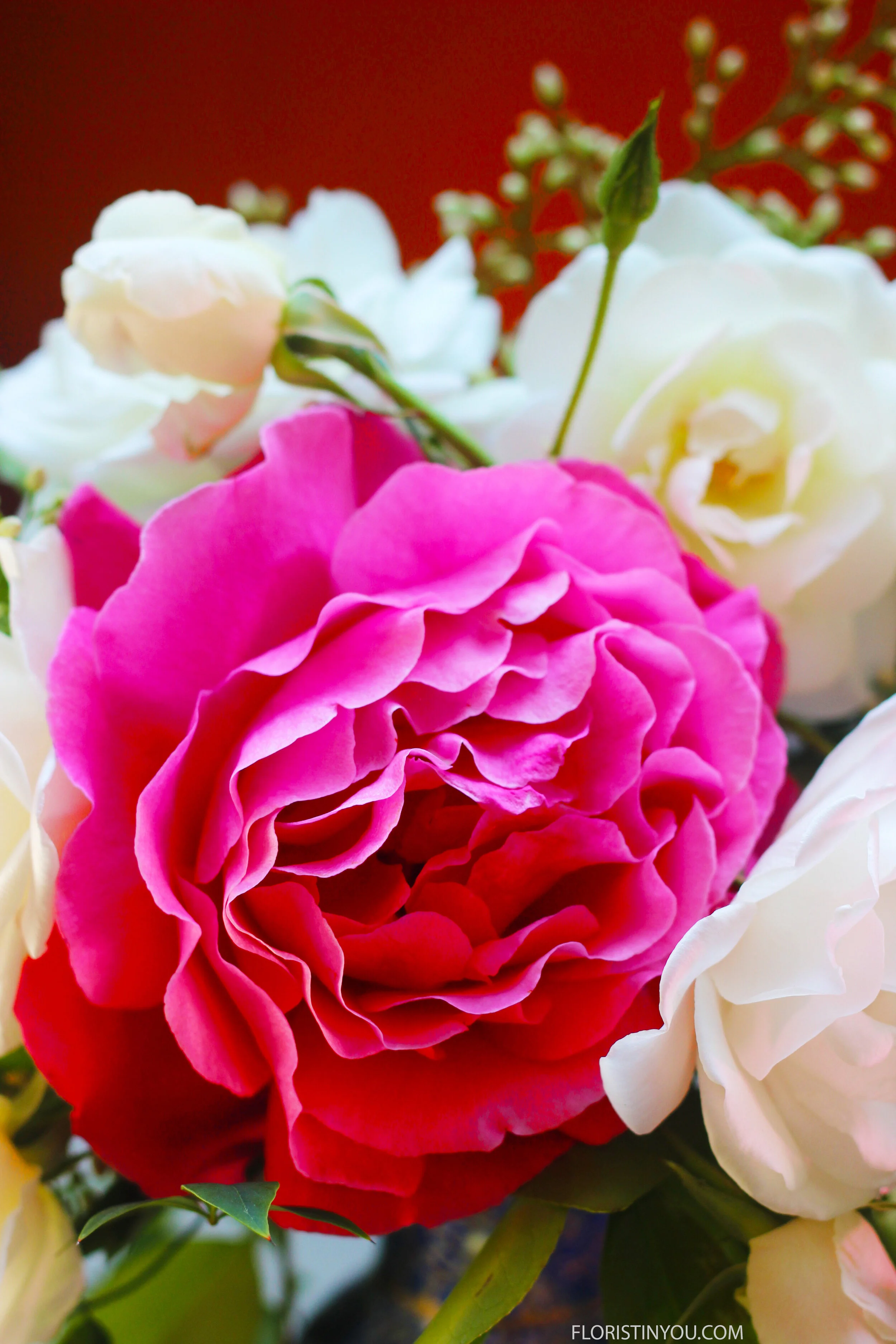 Fuchsia & White Roses — floristinyou