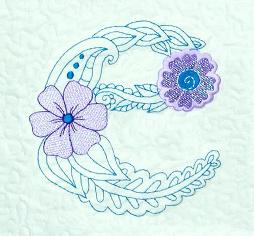 Mylar Floral Monogram 2 — Purely Gates Embroidery