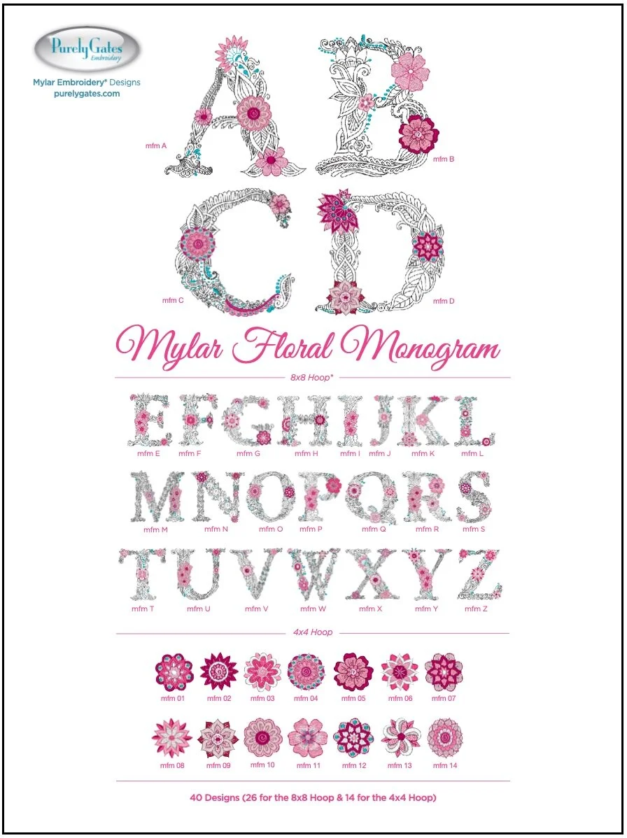Mylar Floral Monogram — Purely Gates Embroidery