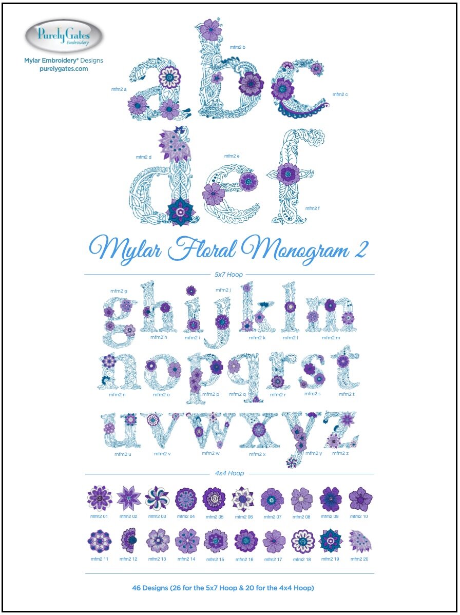 Mylar Floral Monogram 2 — Purely Gates Embroidery