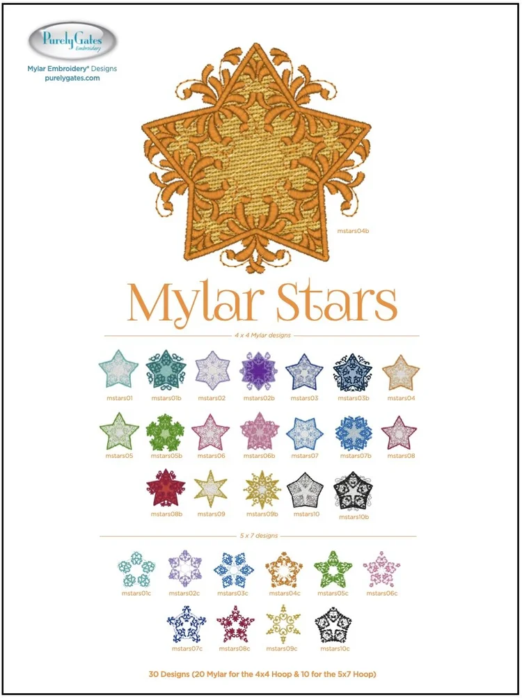 Mylar Stars — Purely Gates Embroidery