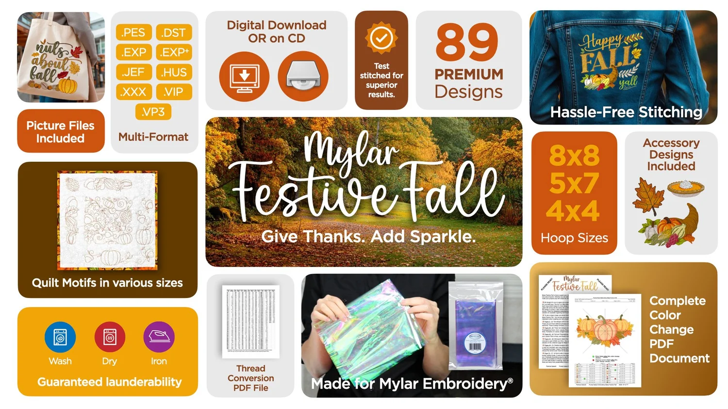 Mylar Festive Fall — Purely Gates Embroidery