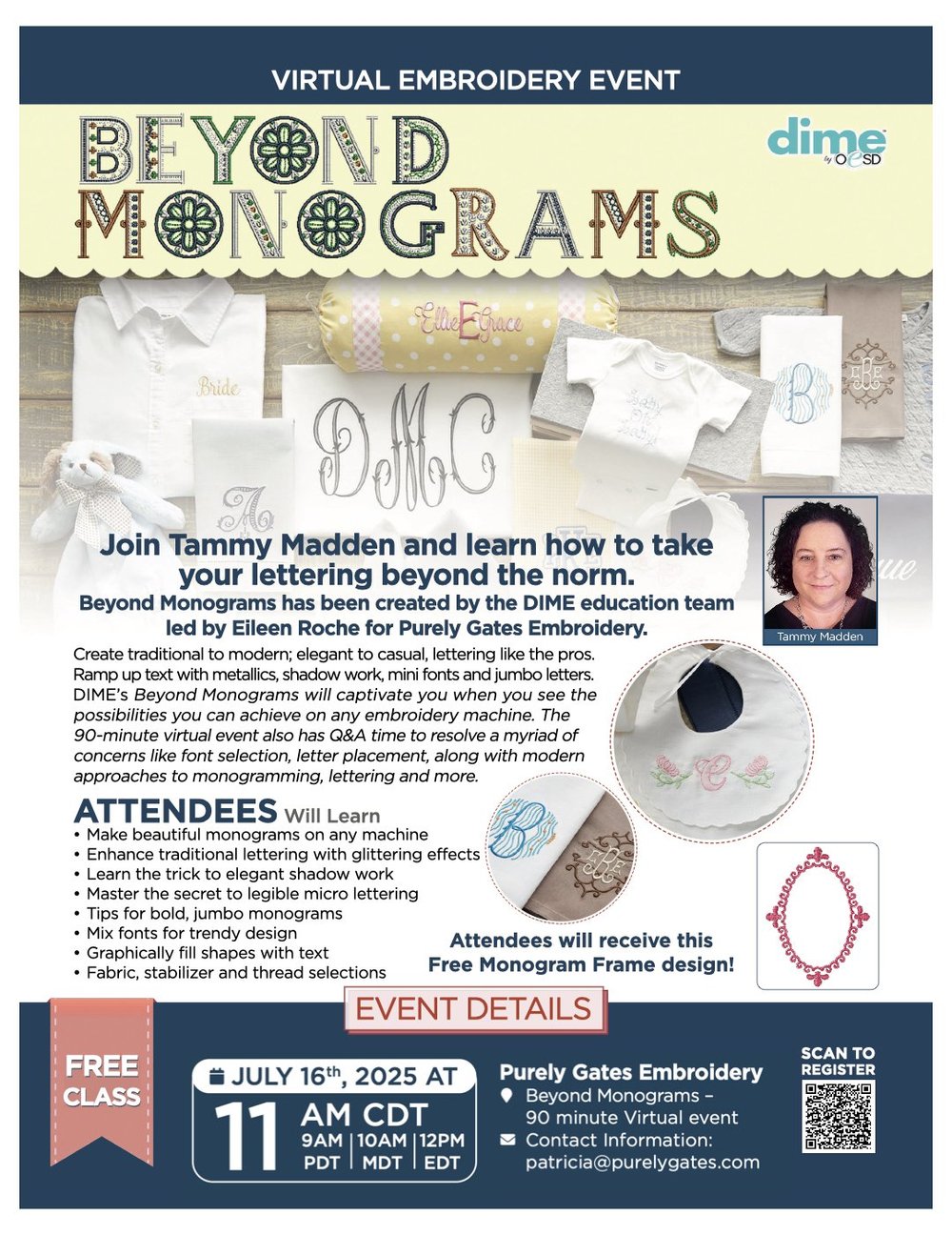 DIME Virtual Event July 2025 — Purely Gates Embroidery