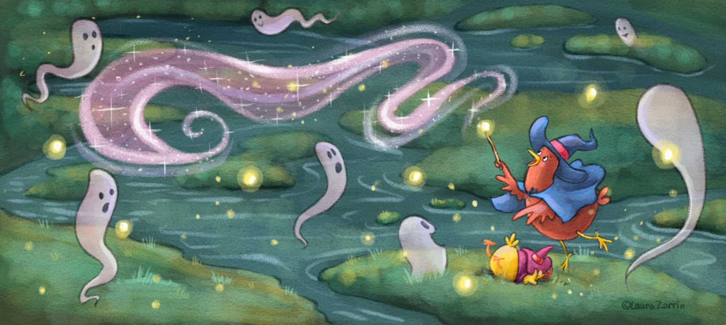 Illustrated Chicken Witch Brewing a Potion — Laura Zarrin Author ...