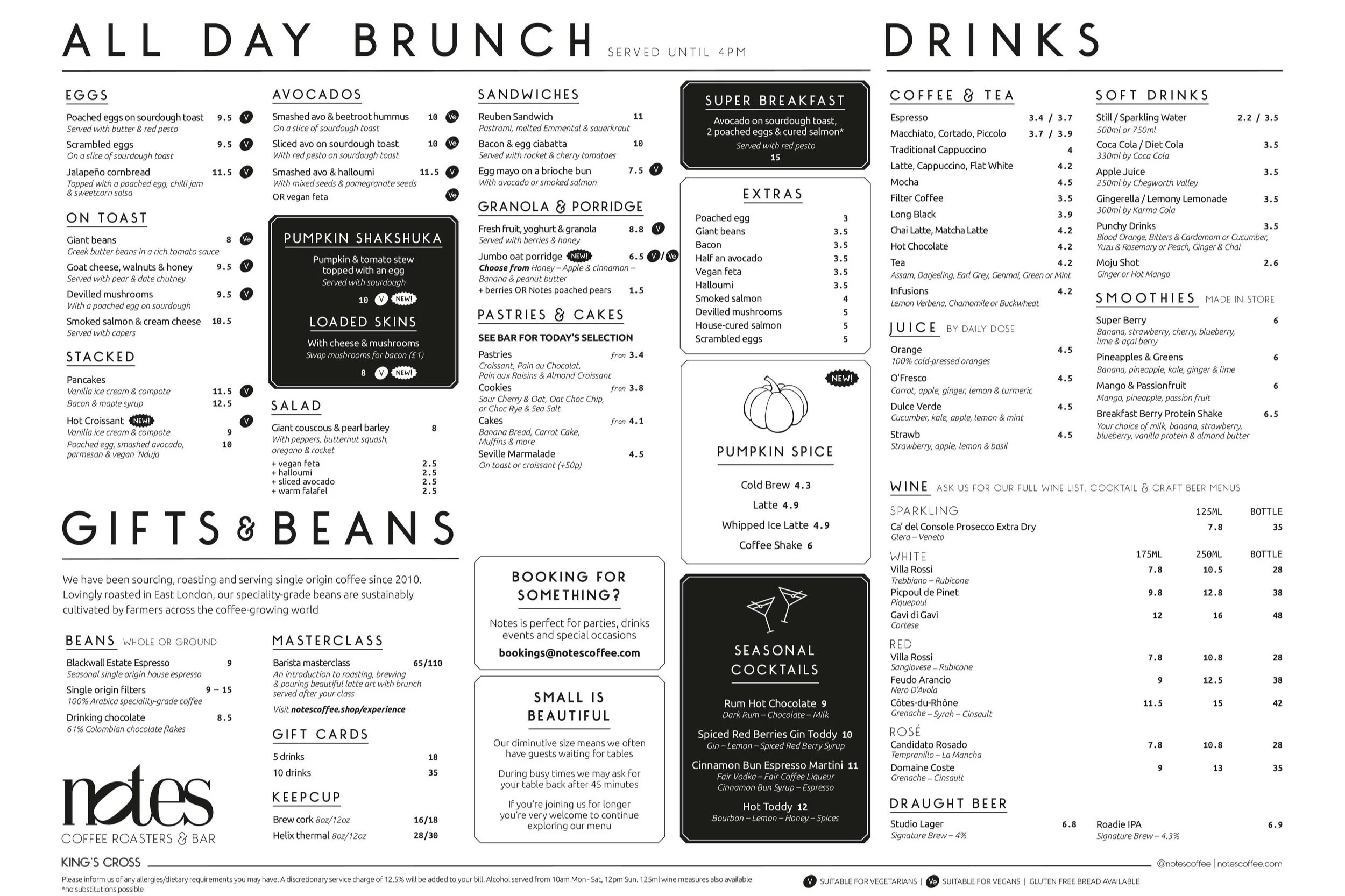 Notes — Menus