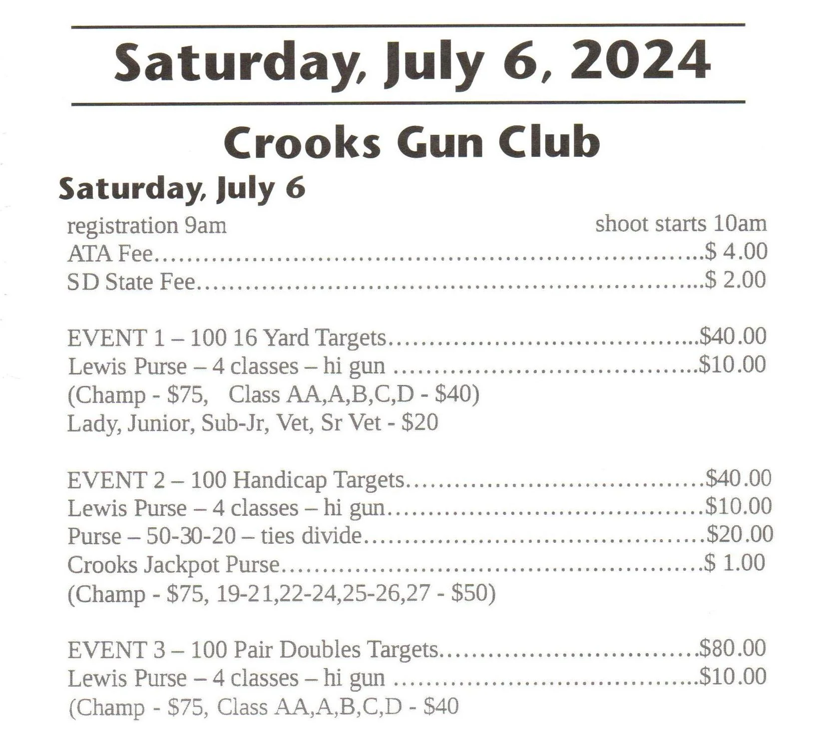 ATA Events — Crooks Gun Club