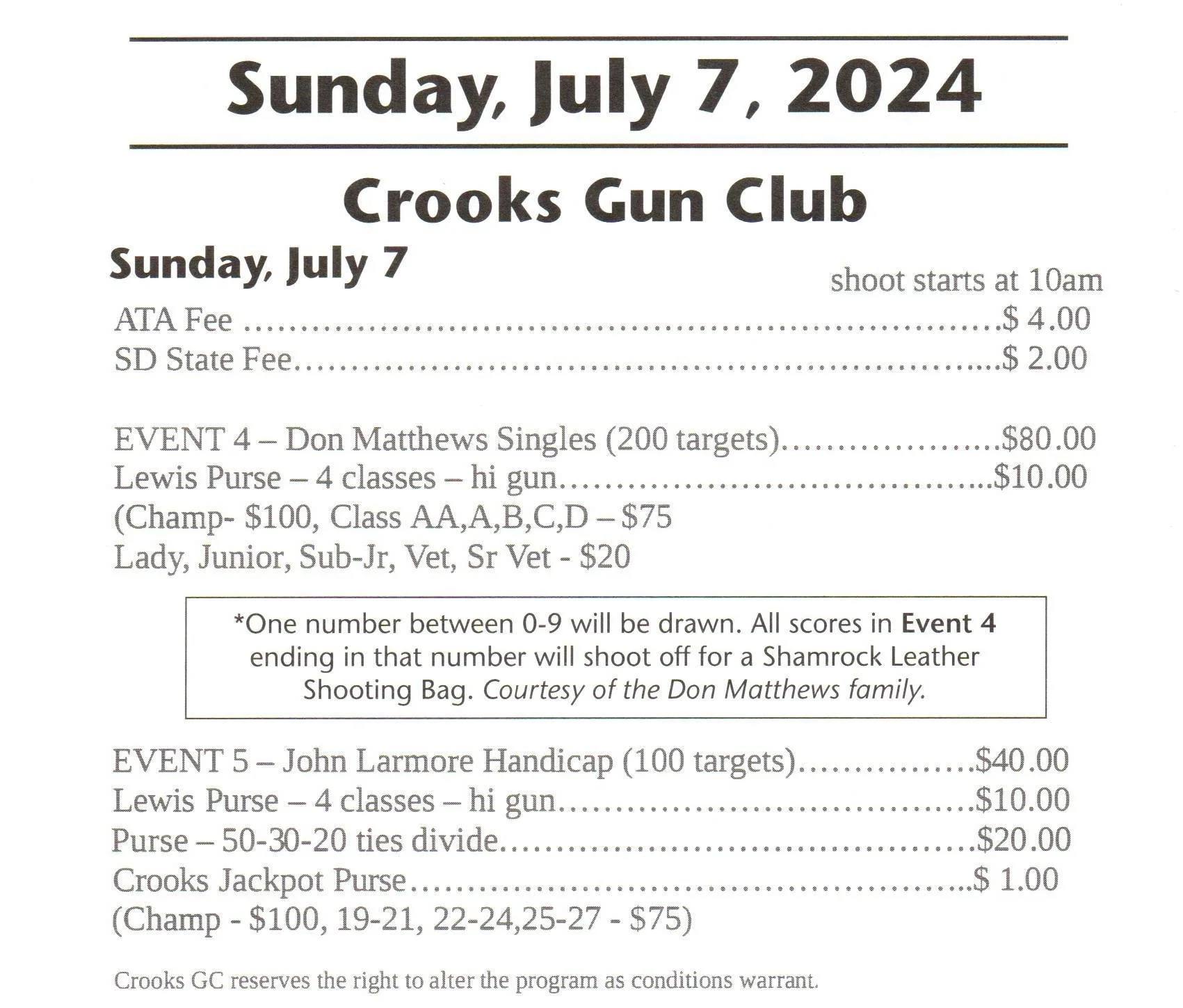 ATA Events — Crooks Gun Club