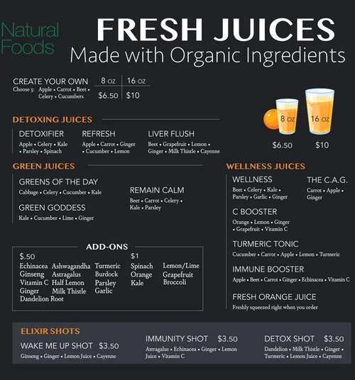 Juice Menu — Integral Yoga Natural Foods
