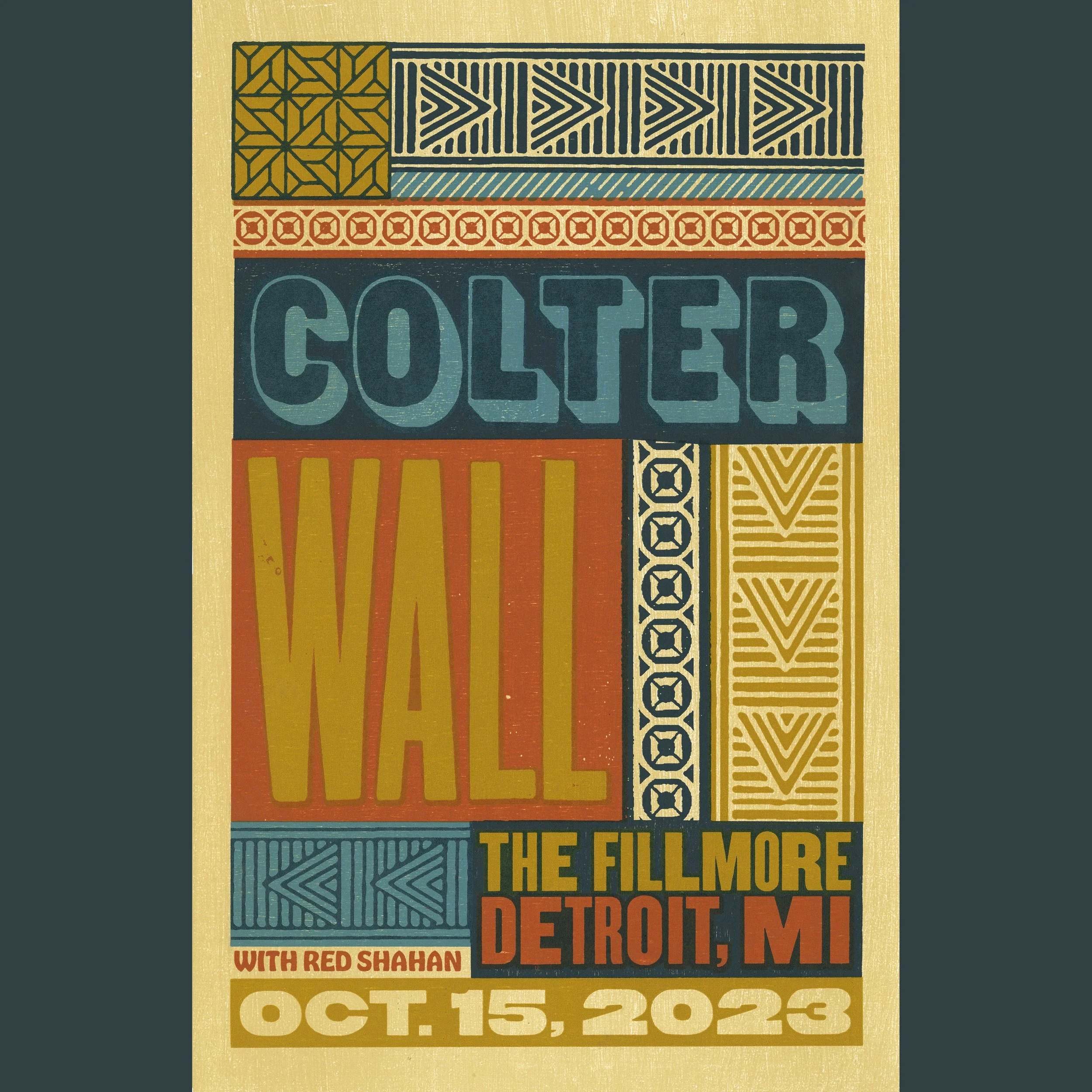 Colter Wall (Detroit, MI) Show Poster — Brad Vetter Design