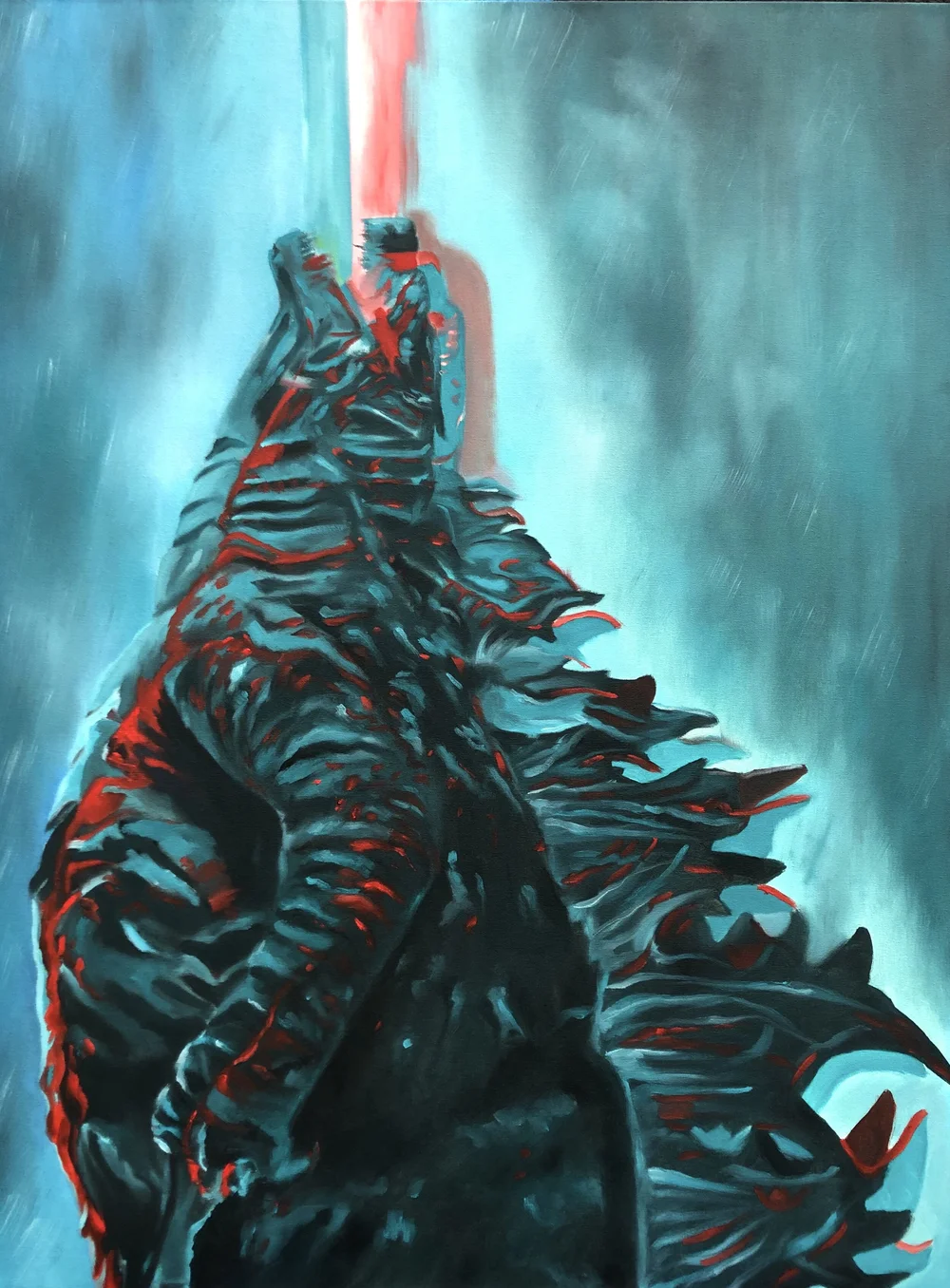 Godzilla Oil Painting