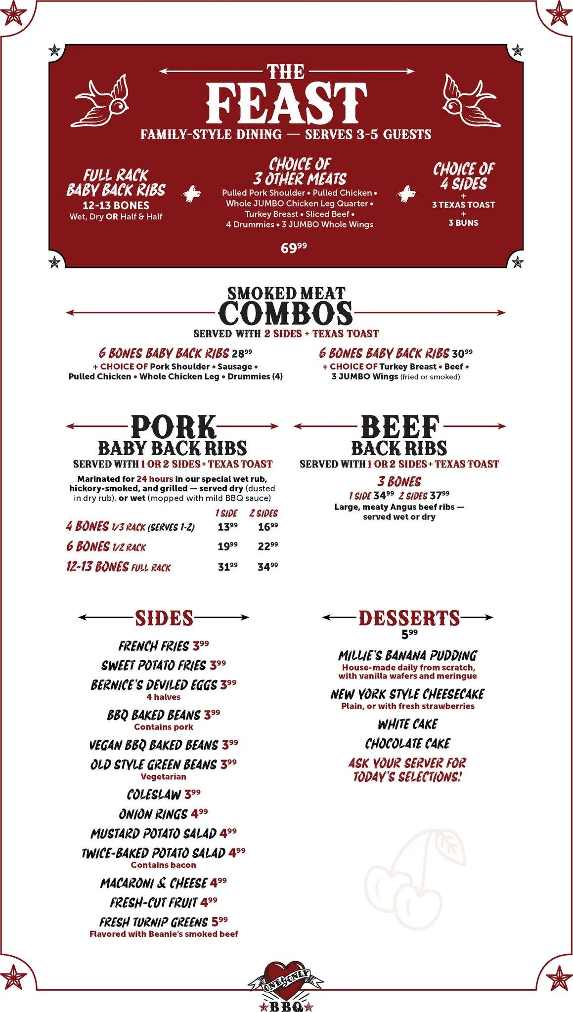Menu — One & Only BBQ