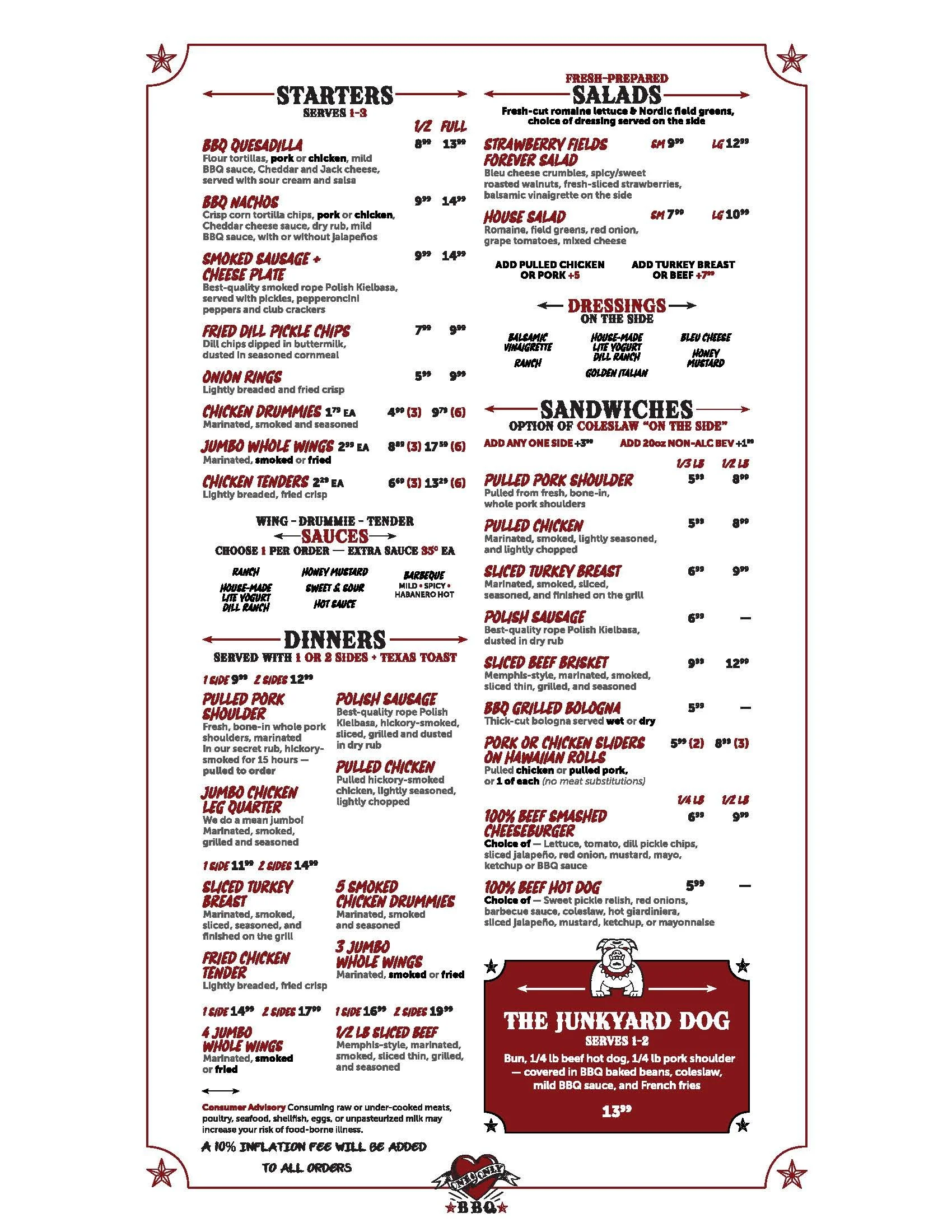 Menu — One & Only BBQ