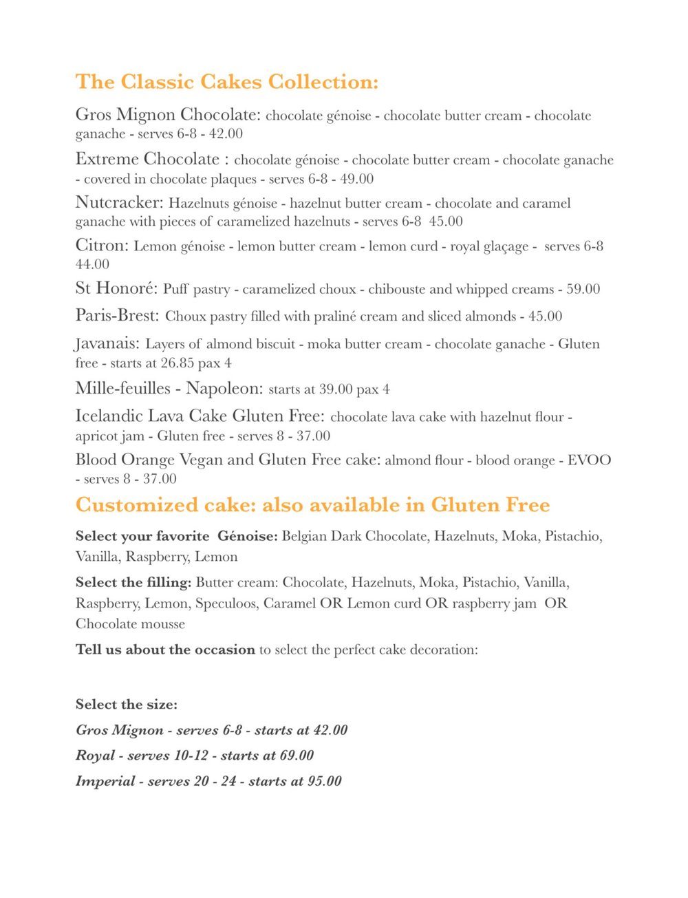 Menu — HENDRICKX BAKERY