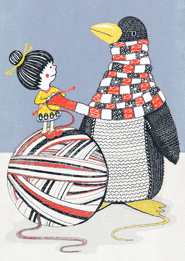 Knitting Addict Card illustration — EMMA REYNOLDS