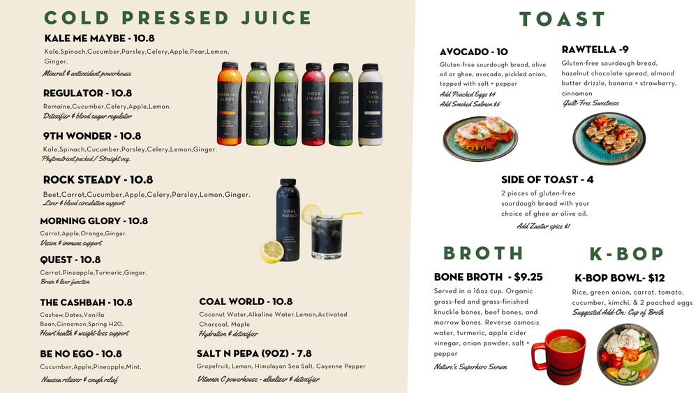 Cafe Menu — Raleigh Raw