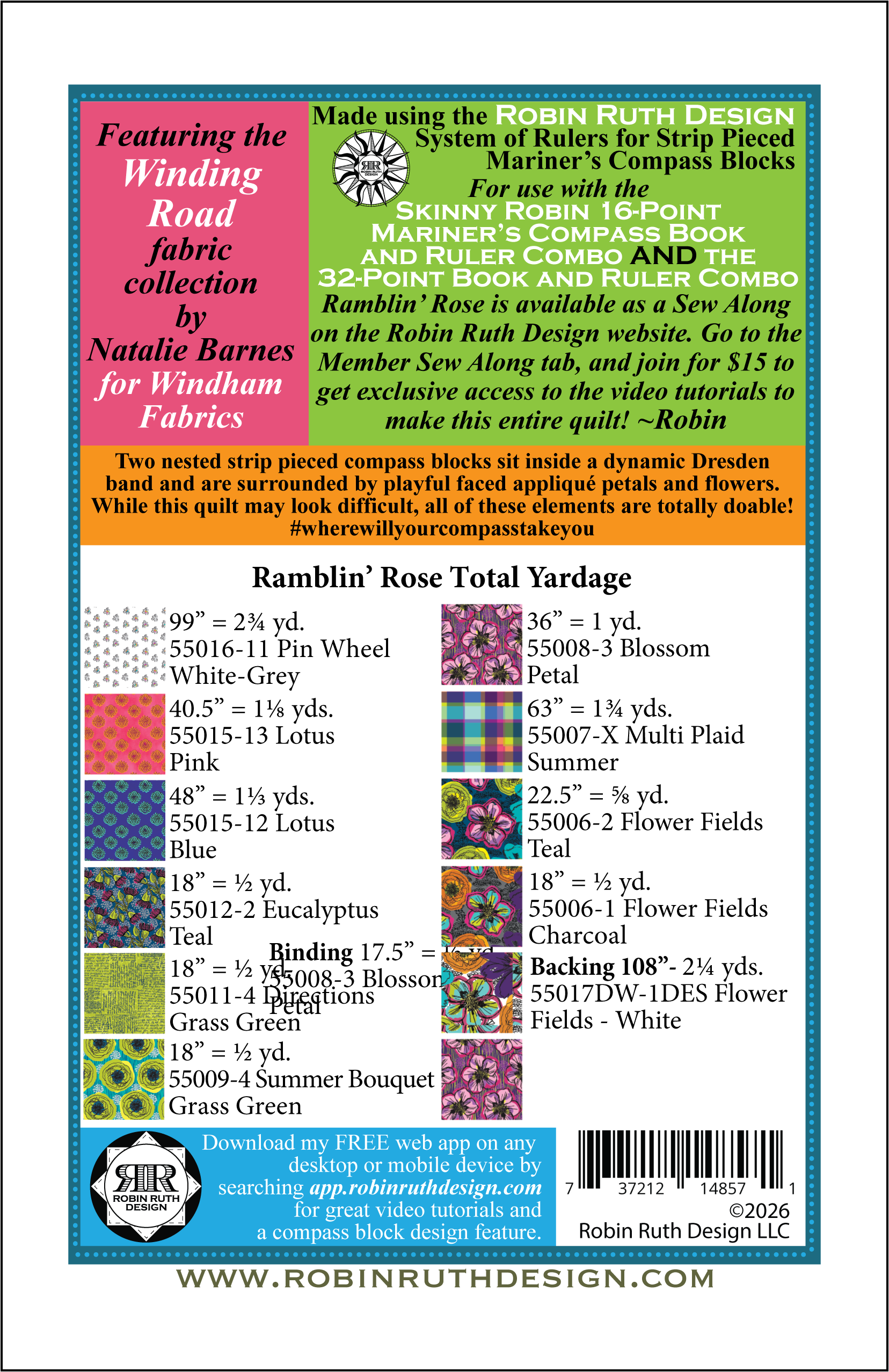 Ramblin' Rose Pattern — Robin Ruth Design