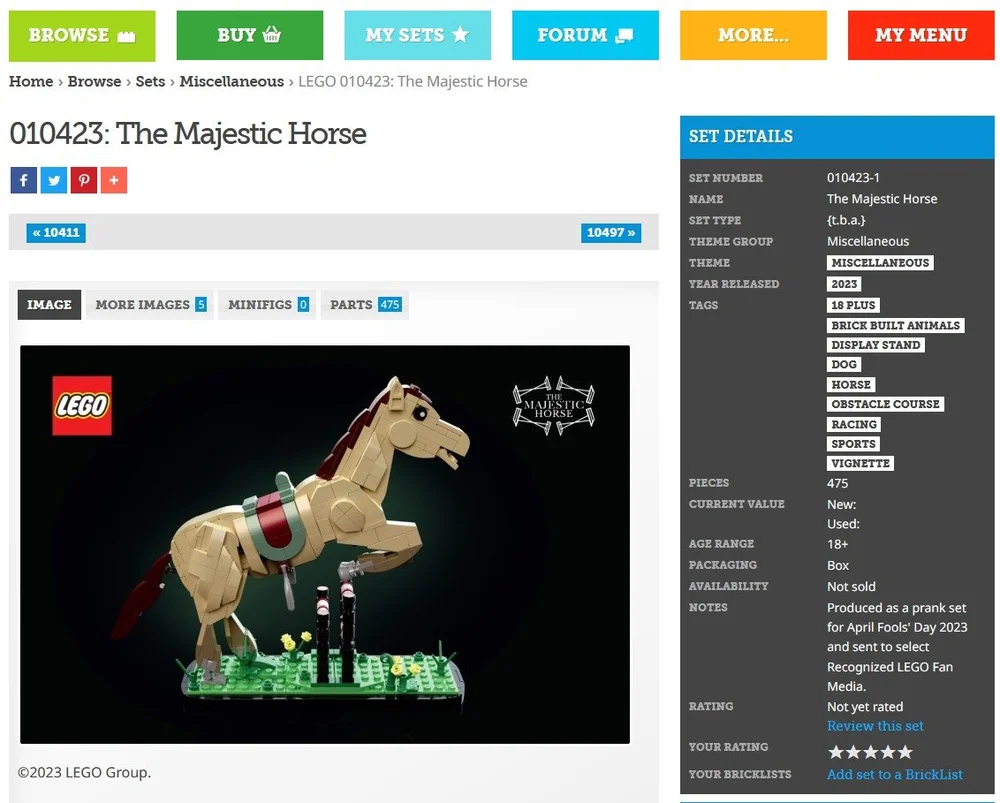 The Majestic Horse: The Making of LEGO's April Fools' Prank - BrickNerd ...