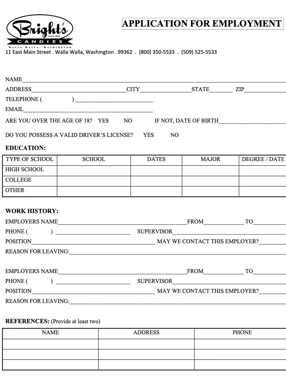 Application — Bright's Candies since 1934 - Handmade chocolates ...