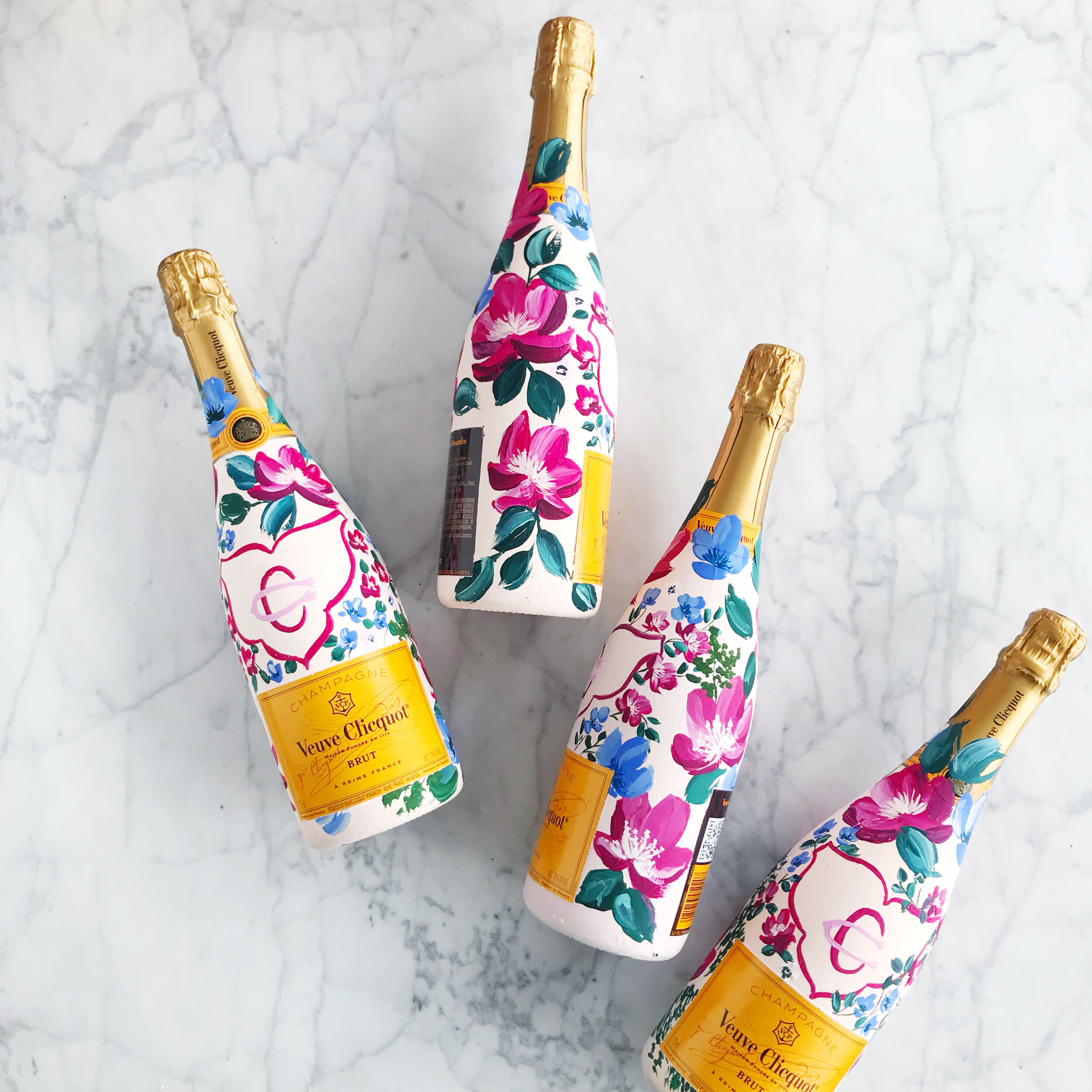 Handpainted Champagne Bottles — Design House of Moira