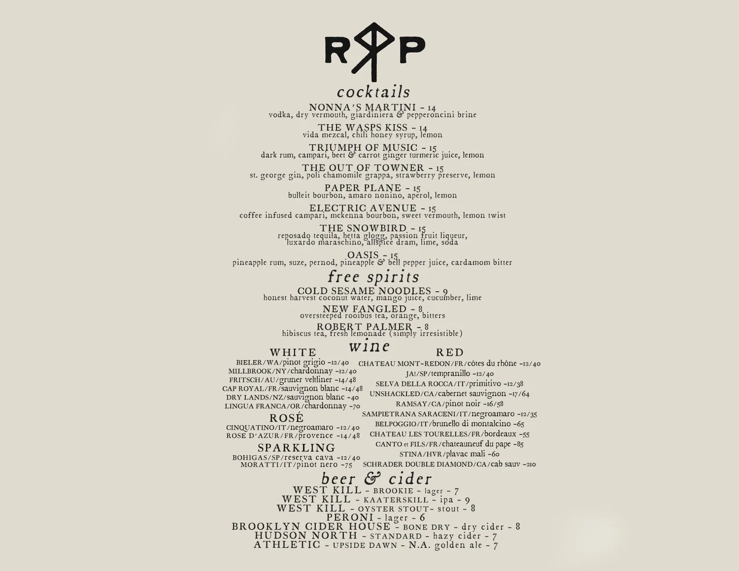 Menu — RIVER & POST