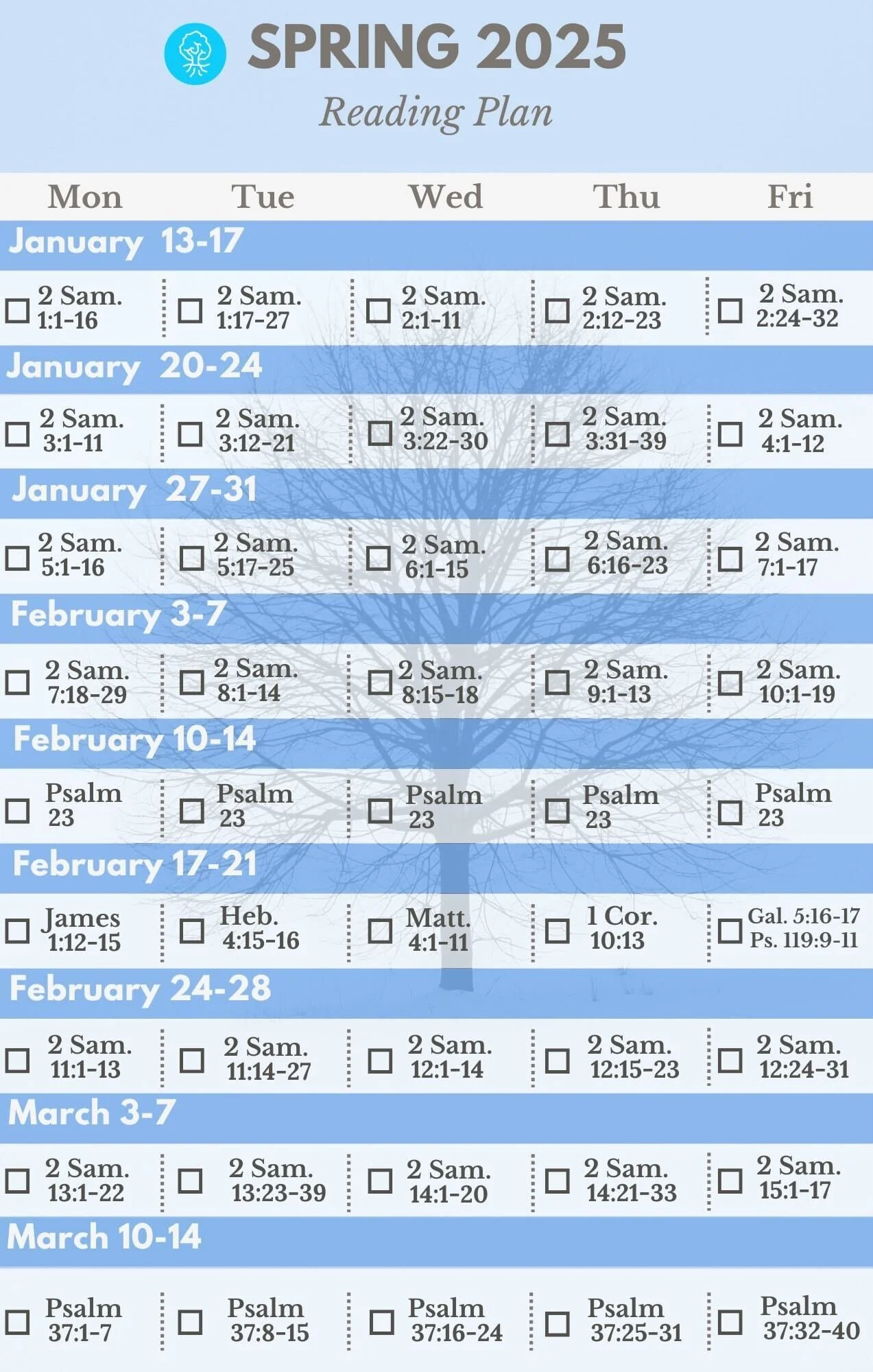 Student Reading Plan — Watkinsville First Baptist Church