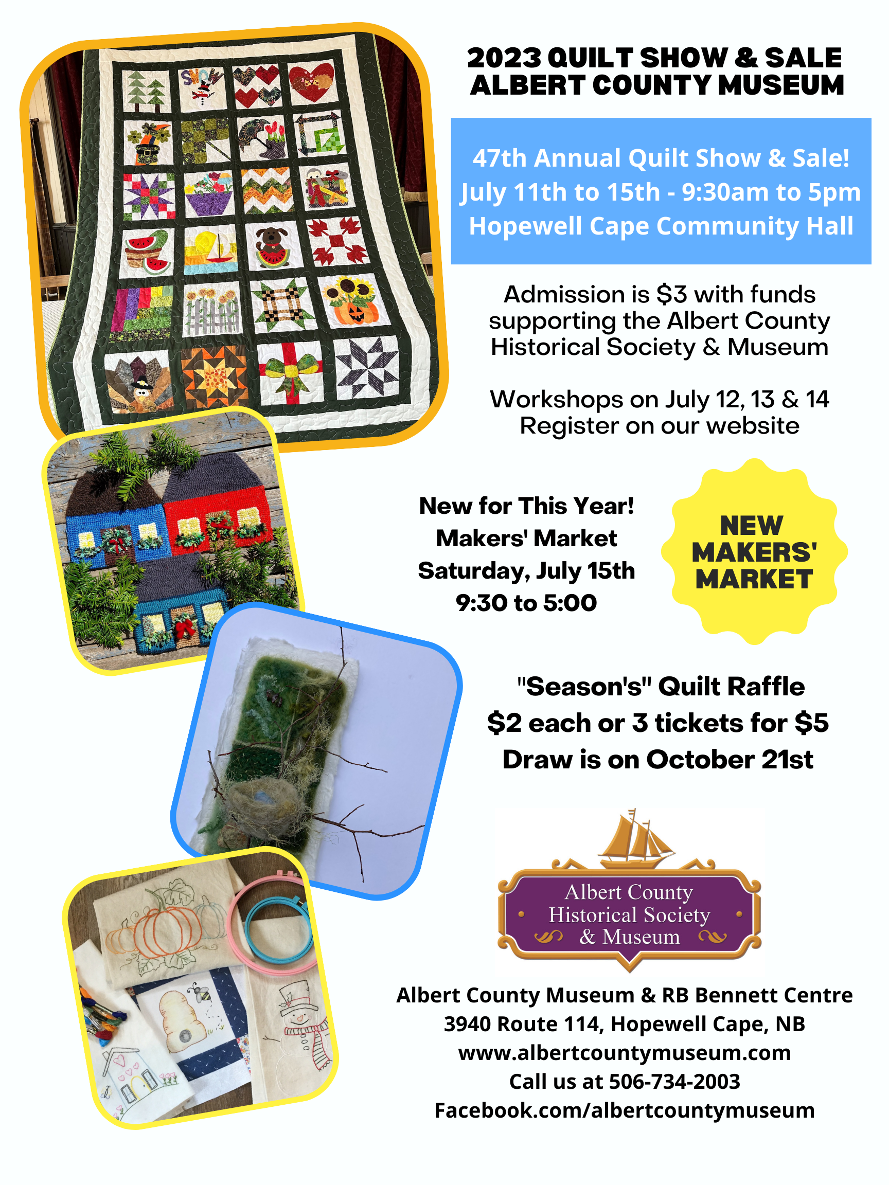 Quilt Show and Sale July 11 to 15th — Albert County Museum & RB Bennett ...