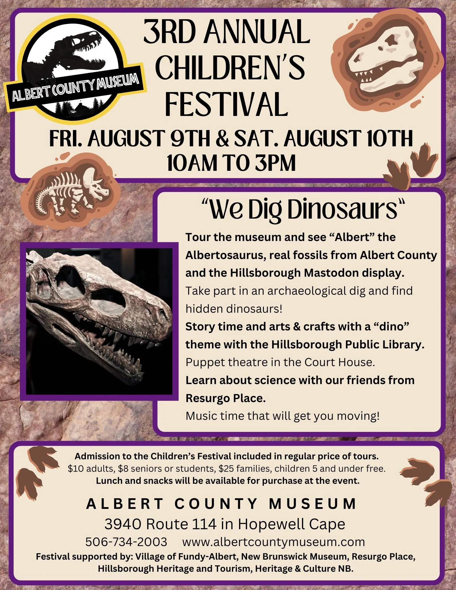 3rd Annual Children's Festival Aug. 9th and 10th - "We Dig Dinosaurs ...