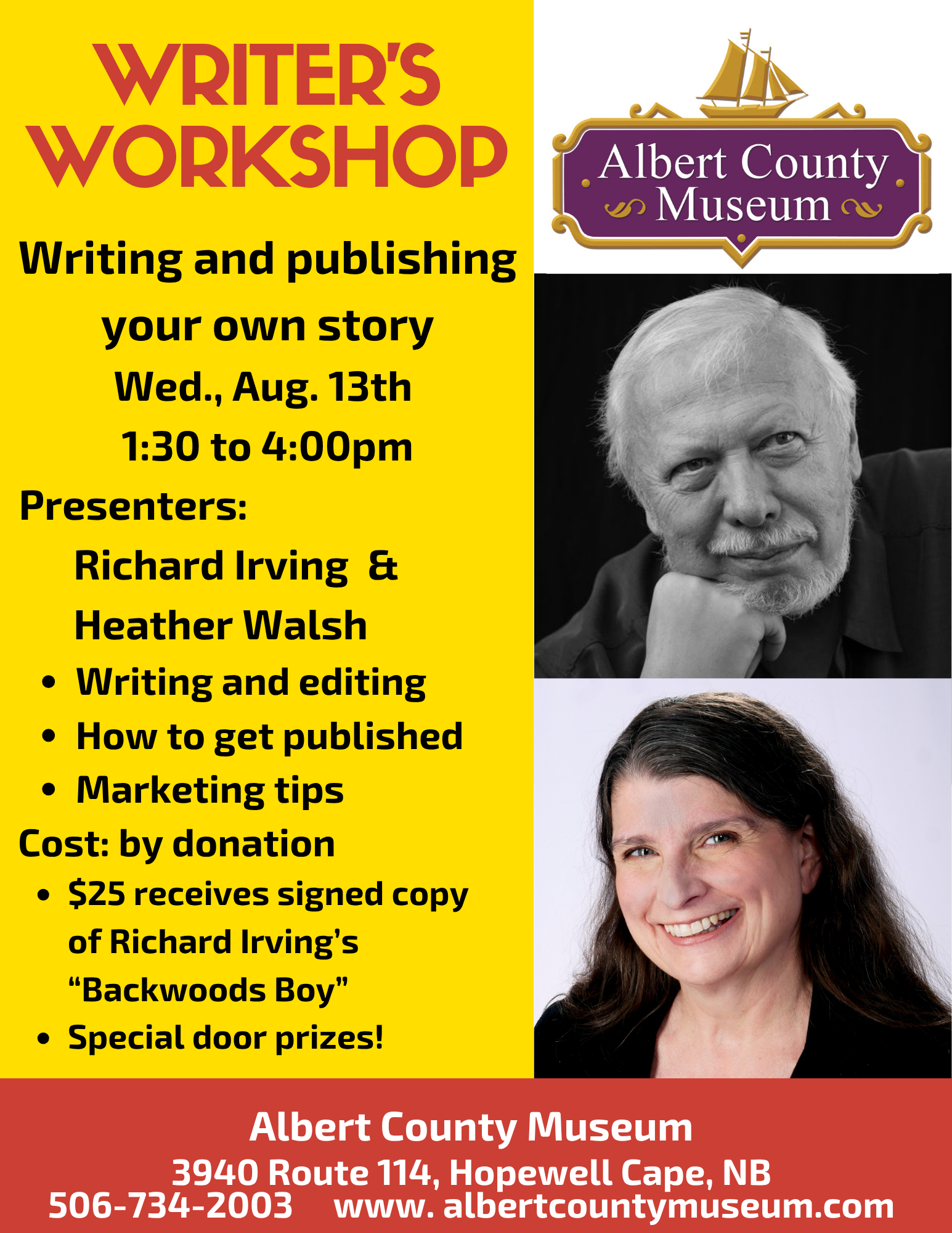 August 13th - Writer's Workshop featuring author Richard Irving ...