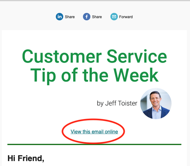 How to Share the Customer Service Tip of the Week — Jeff Toister