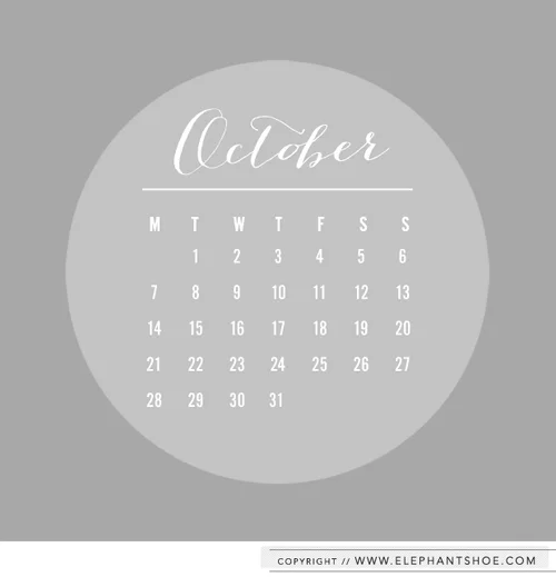 October 2013 Digital Desktop Calendar — Elephantshoe blog