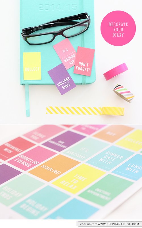 Our pretty blog - Decorate your Diary Free Printable — Elephantshoe blog