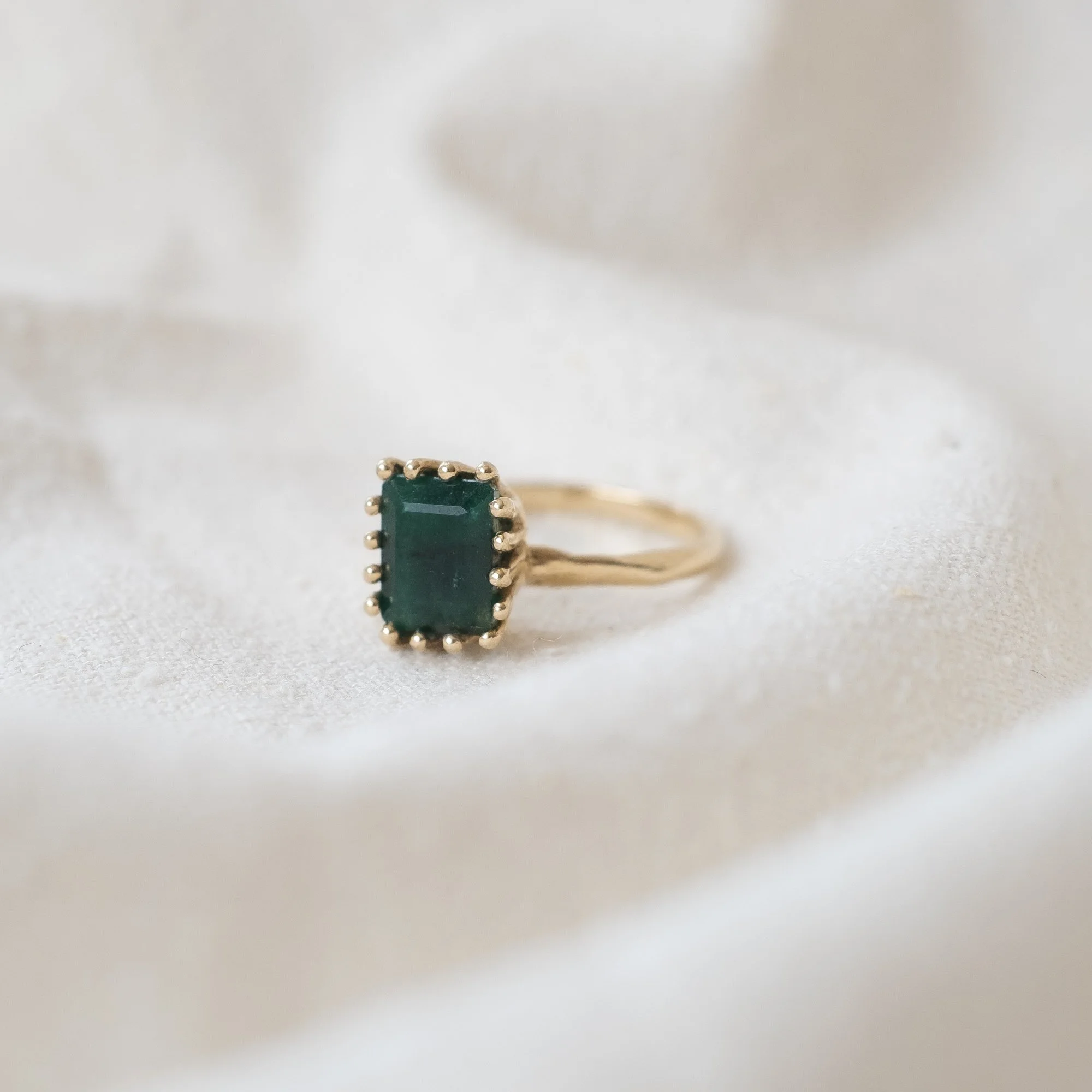 MEREWIF : Shop All : Ramona Ring - Raw Emerald