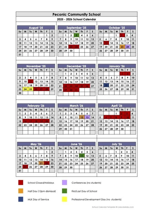 PCS Calendar | Academic Year Schedule and Important Dates — Peconic ...
