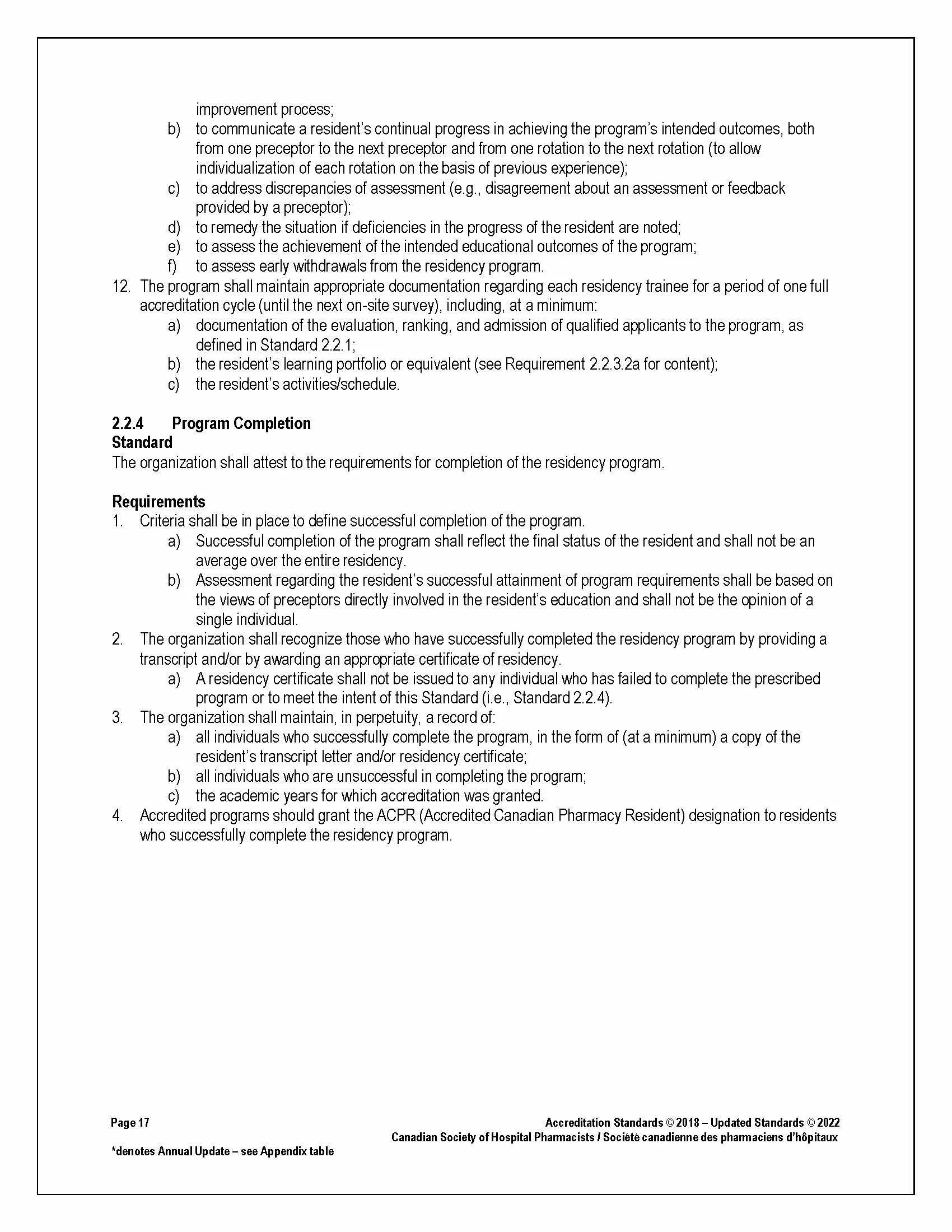 Program Standards - National (CPRB) — Island Health Pharmacy PGY1 ...