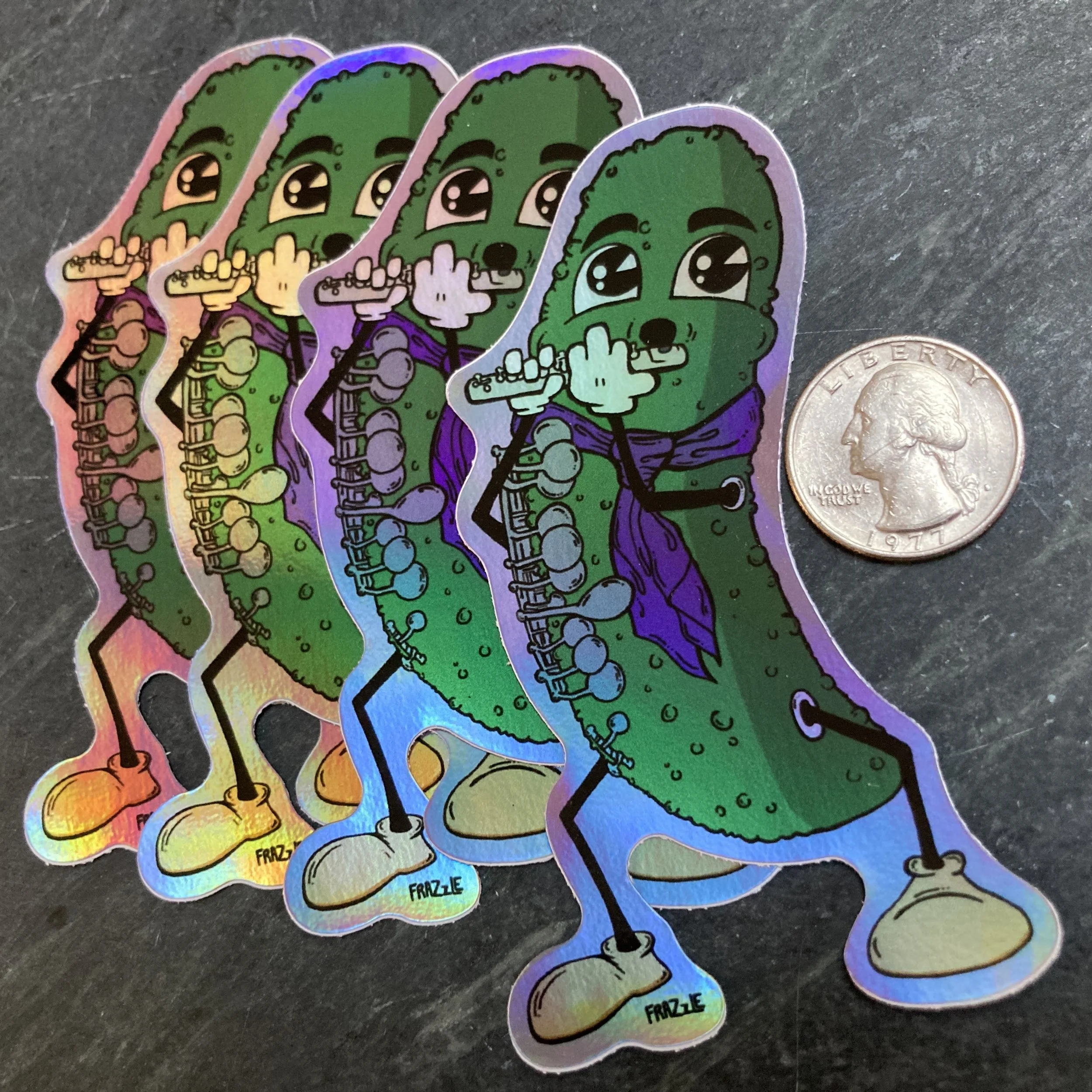"Pickle-O" holographic sticker — Meerenai Shim