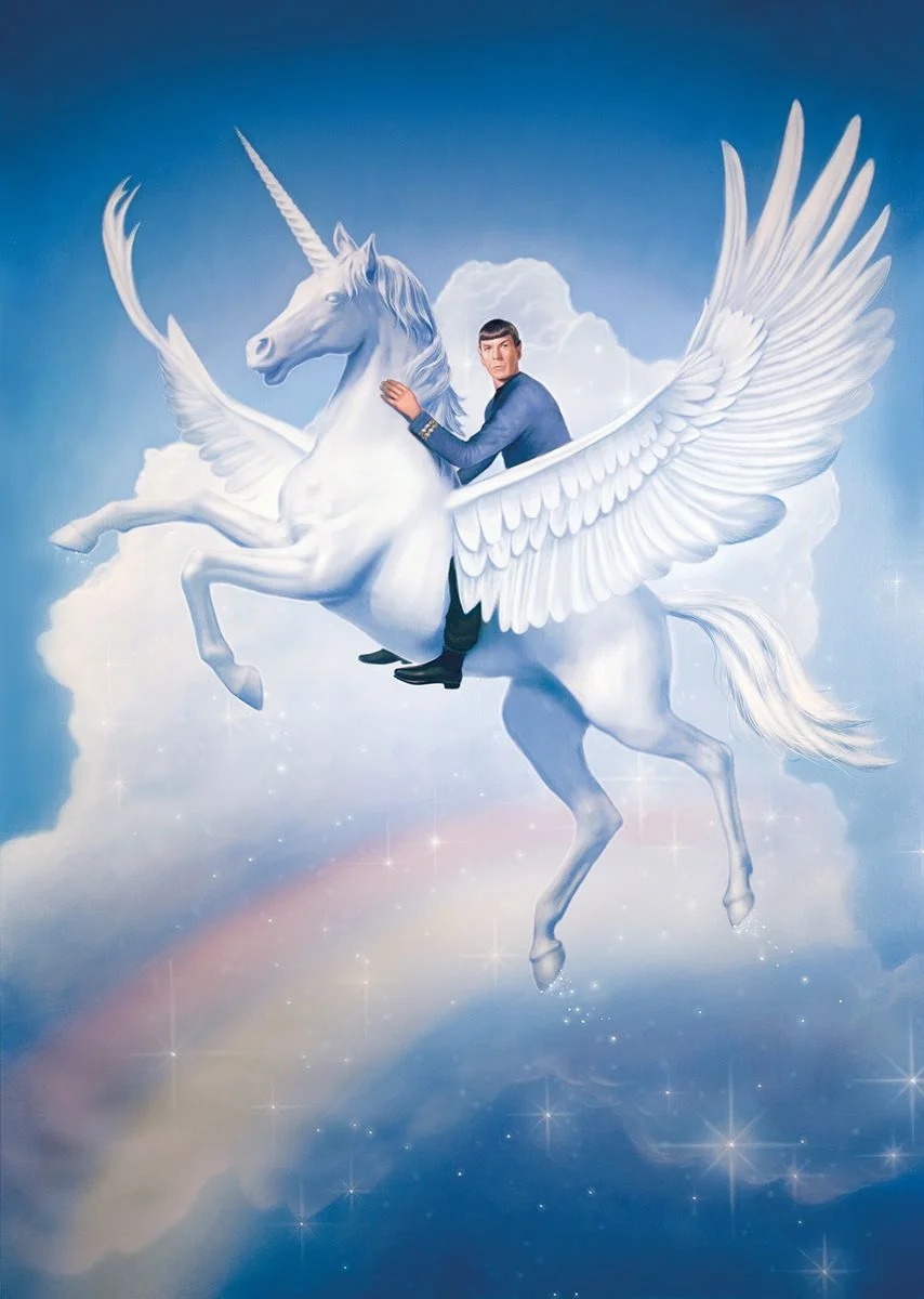 Spock Riding a Flying Unicorn Over a Rainbow - Geek Art — GeekTyrant