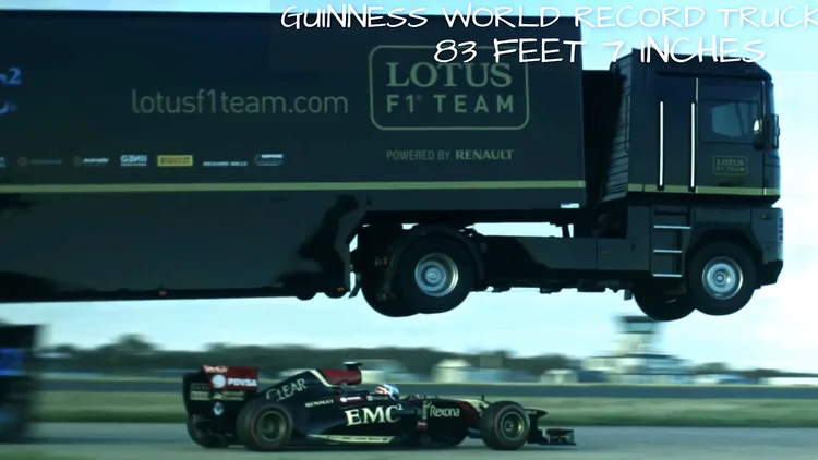 Watch a Full Semi-Truck Jump Over a Formula 1 Race Car — GeekTyrant