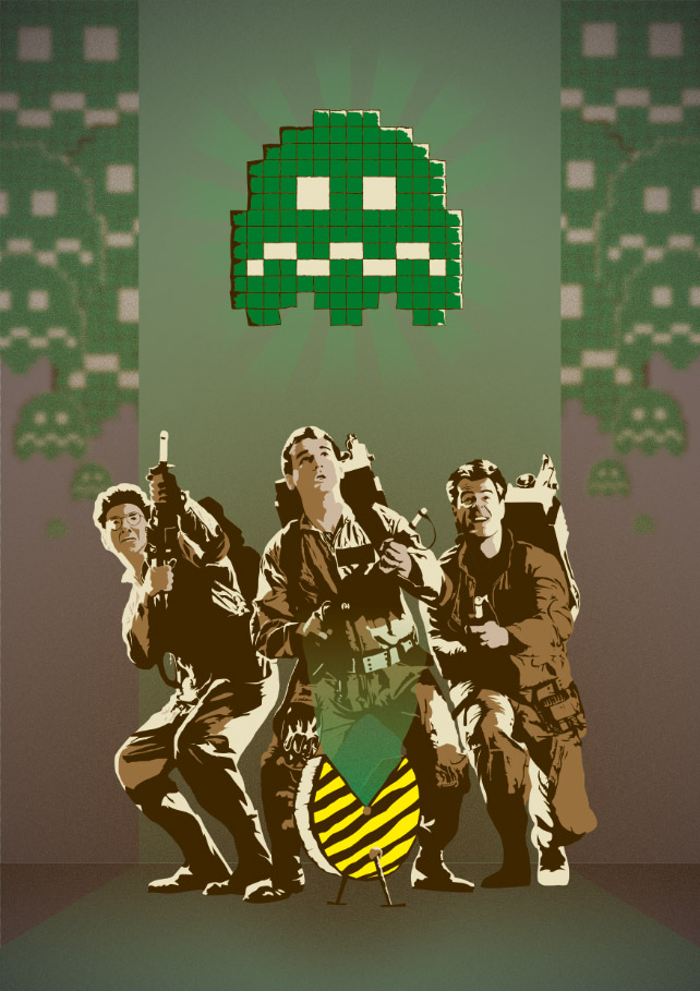 GHOSTBUSTERS vs. Pac-Man Poster — GeekTyrant