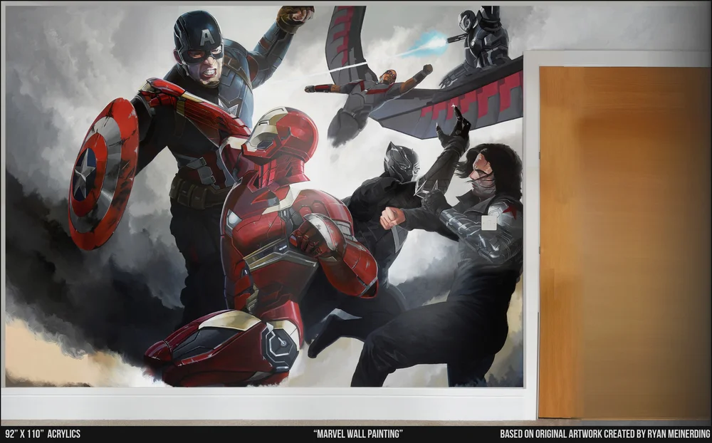 Artist Paints Wall-Sized Office Mural Dedicated to CAPTAIN AMERICA ...
