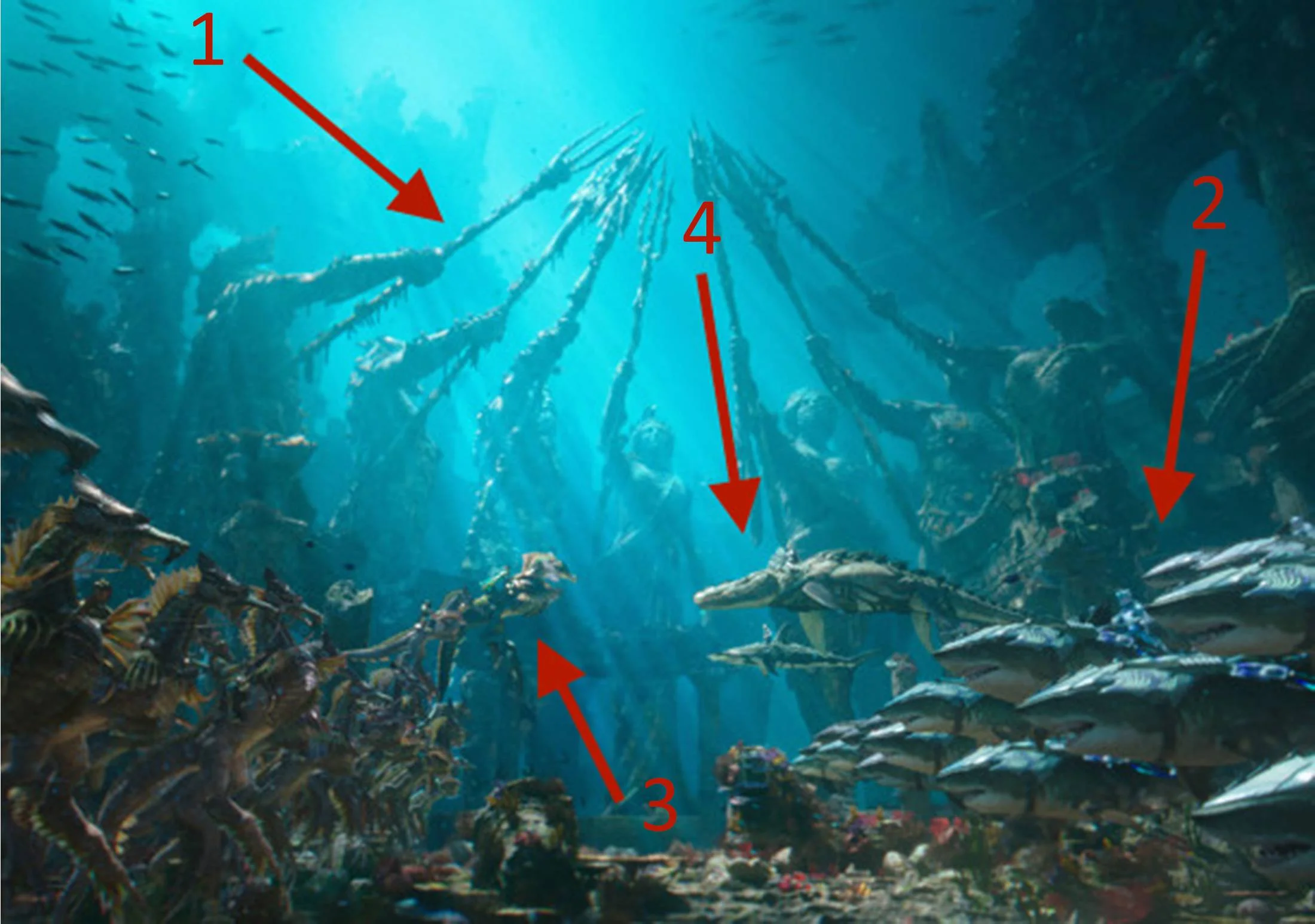 New AQUAMAN Photo Shows Atlanteans Riding Sharks and Sea Dragons ...