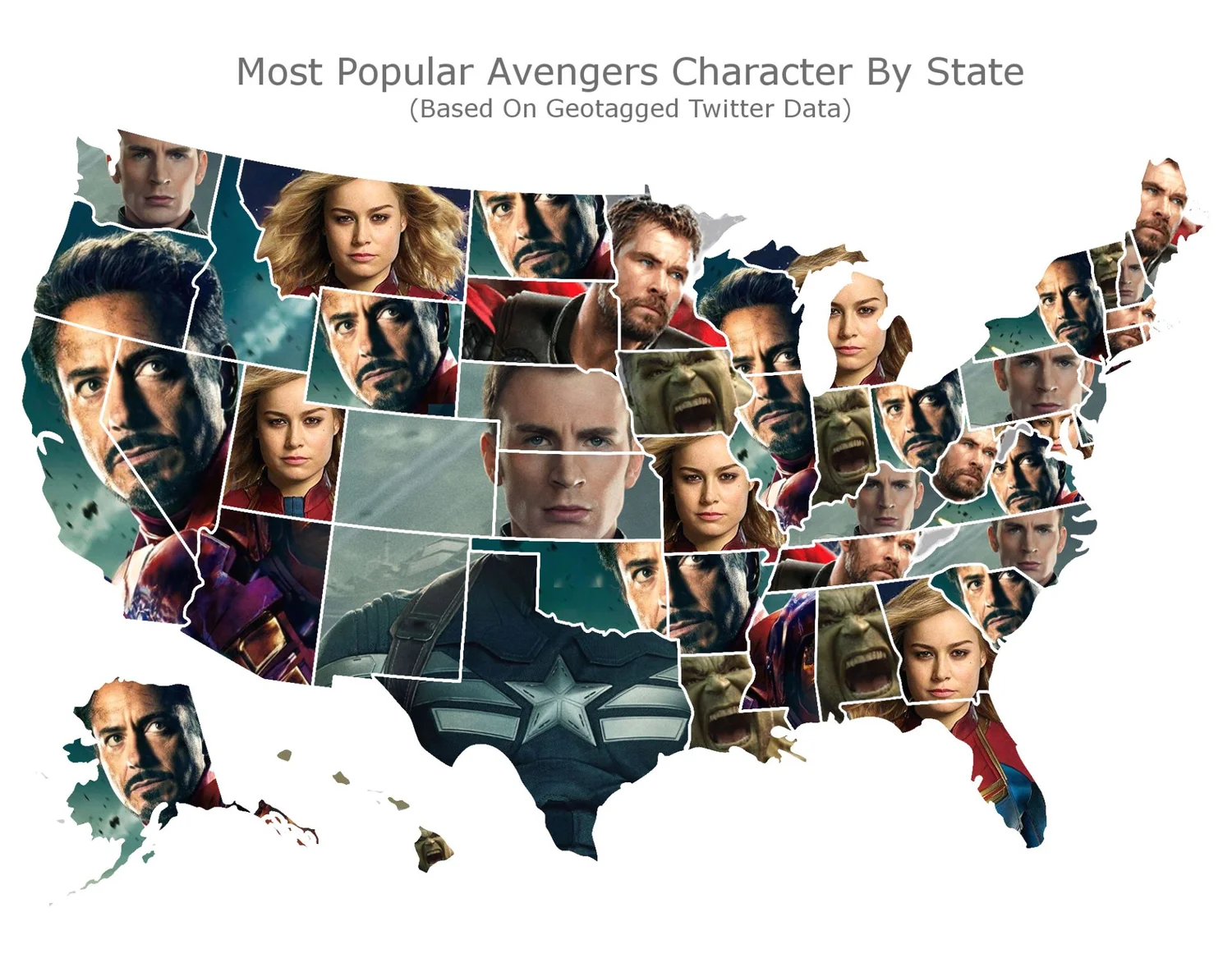 Map Shows Each State's Most Talked About AVENGERS Character — GeekTyrant