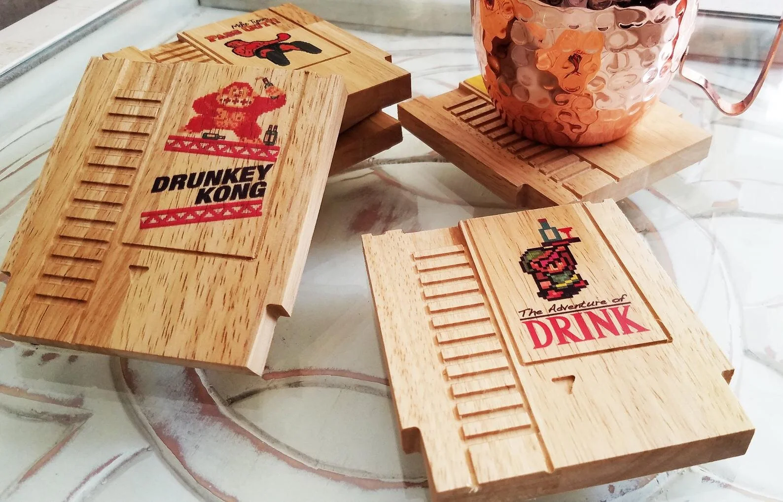 Retro NES-Style Game Cartridge Wood Coasters — GeekTyrant
