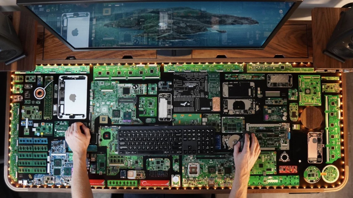 This Cool Custom Desk Features Old Circuit Boards Encased In Resin ...