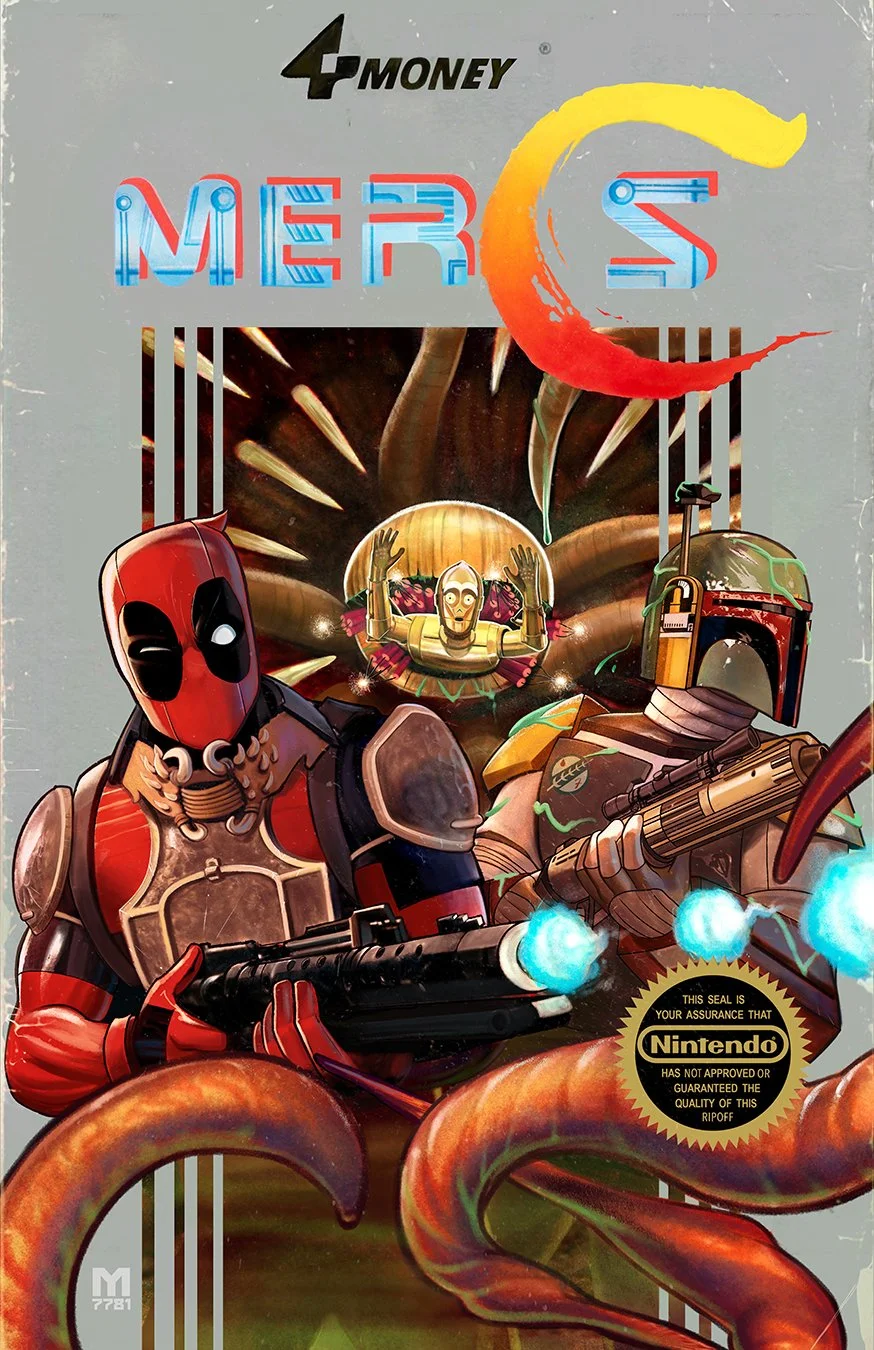 Boba Fett and Deadpool Team Up in CONTRA Inspired MERCS NES Box Art ...