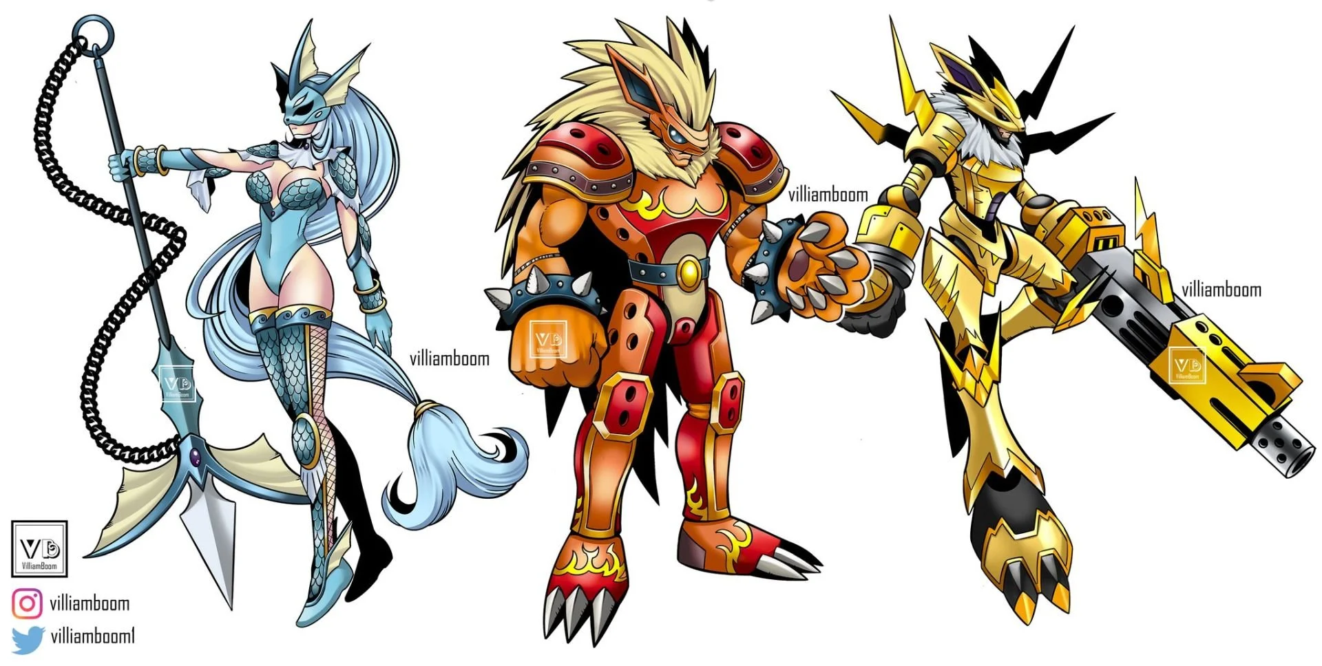 Villiam Boom Reimagines Eeveelutions from Pokemon as Humanoid Digimon ...