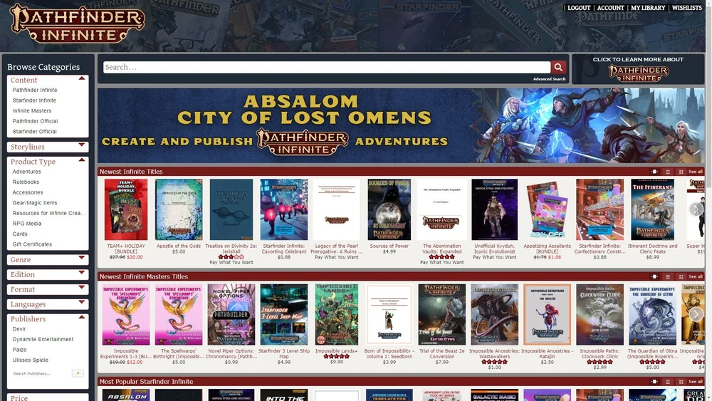 Pathfinder Infinite Content to Gain Official Support on Roll20 in ...