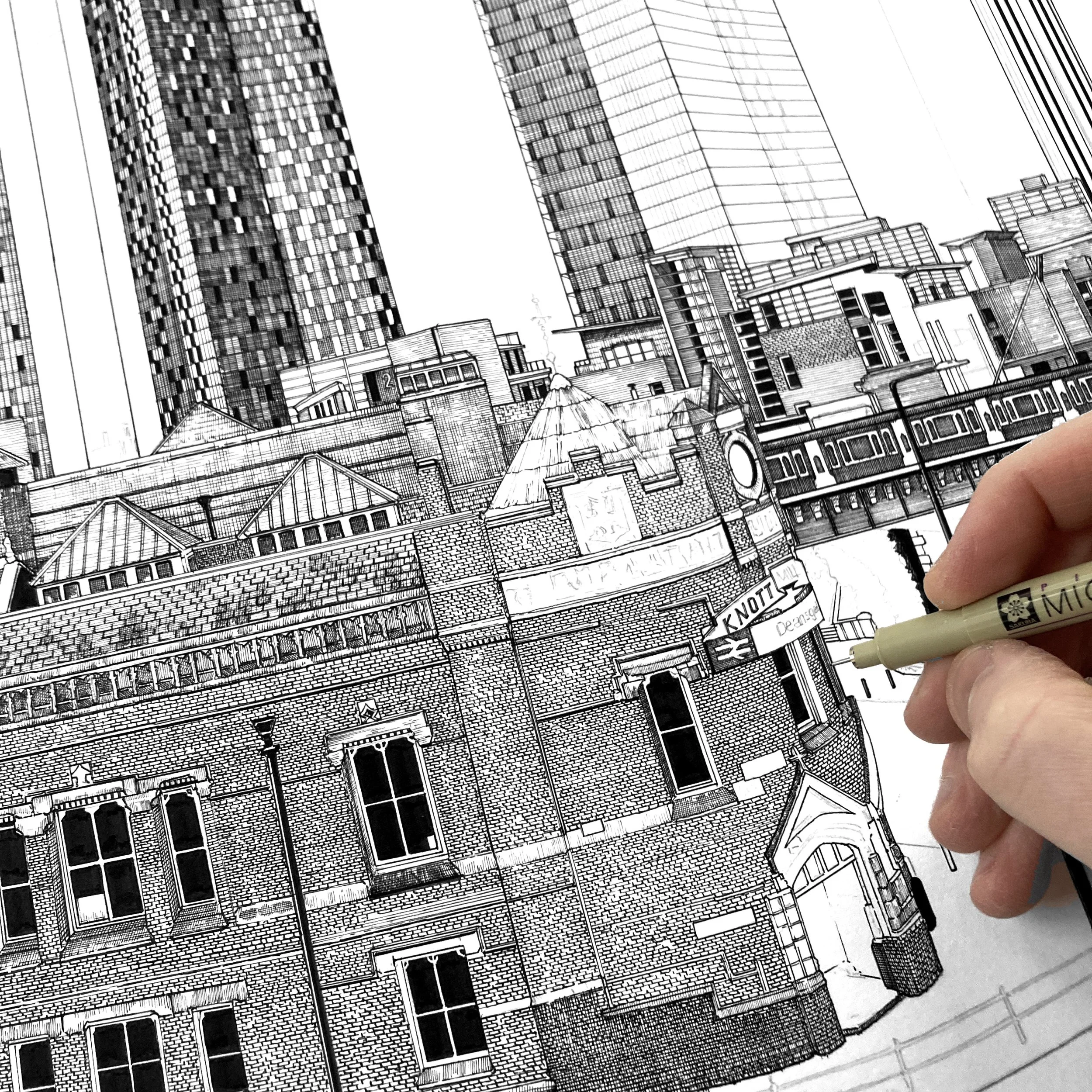 Handmade Screen Print of the Manchester skyline from Will Clarke's ...