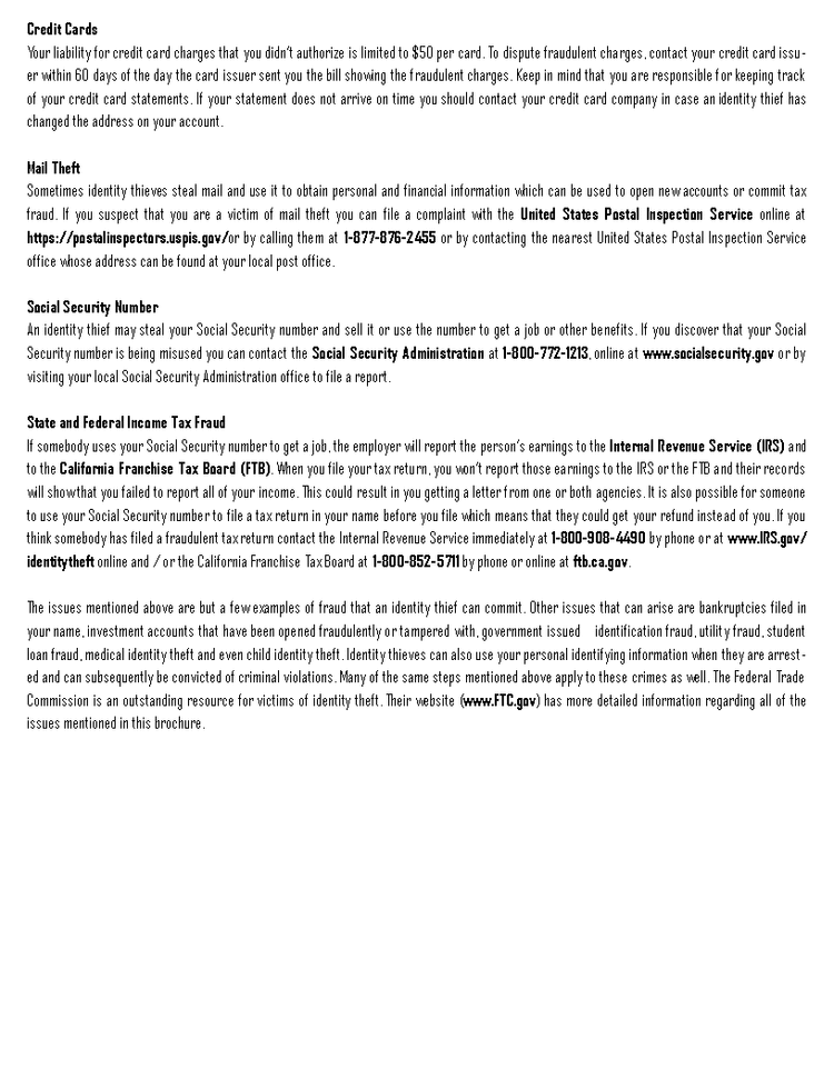 Identity Theft Guide — Hawthorne police