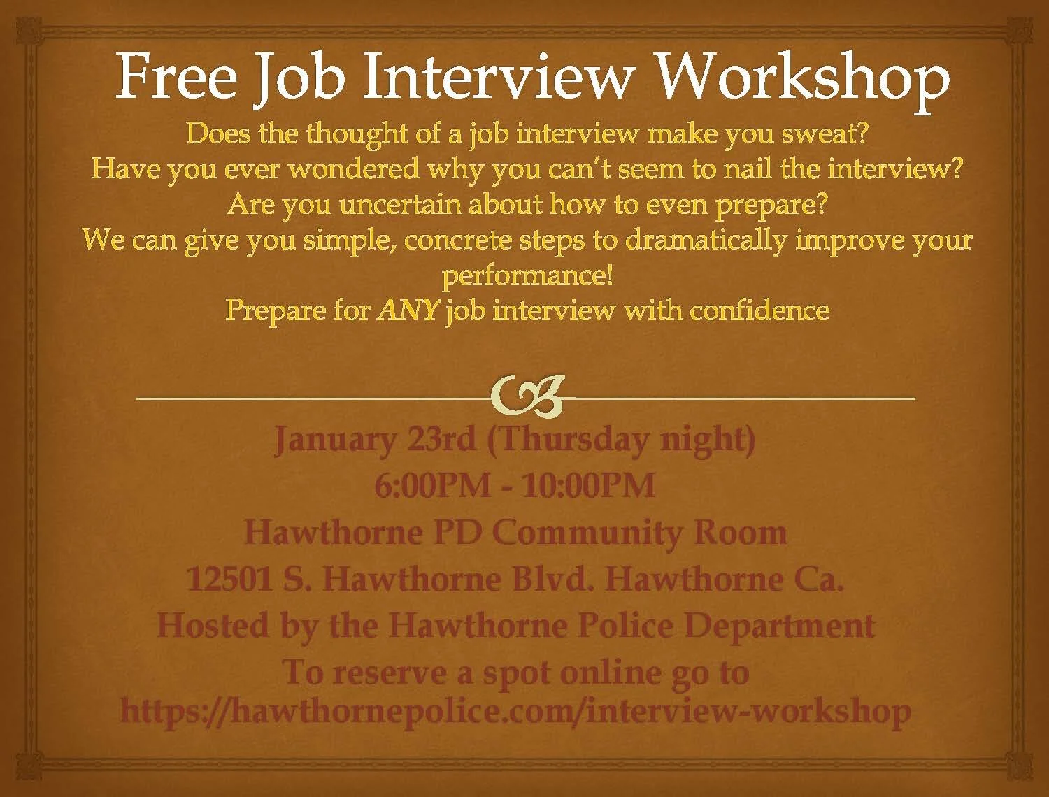 Job Interview Workshop — Hawthorne police