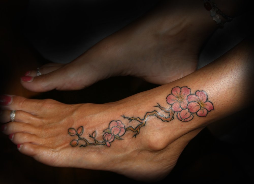 Apple Blossom Foot Tattoo